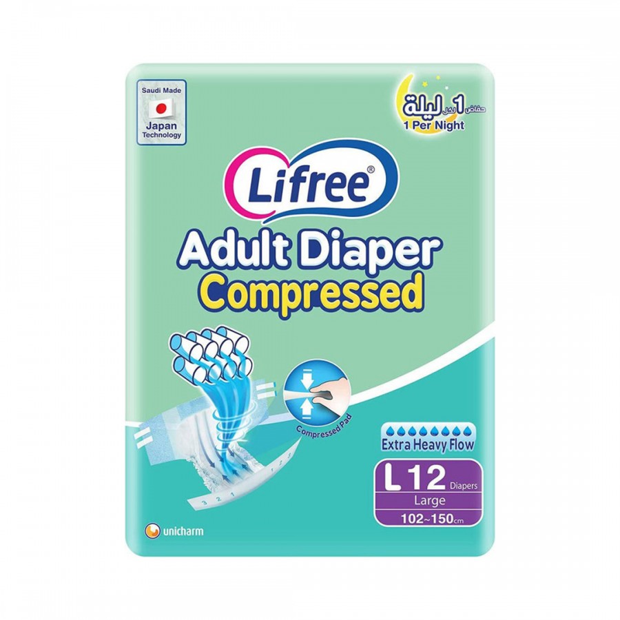 Lifree Adult Diapers Tape Large 12 Pieces