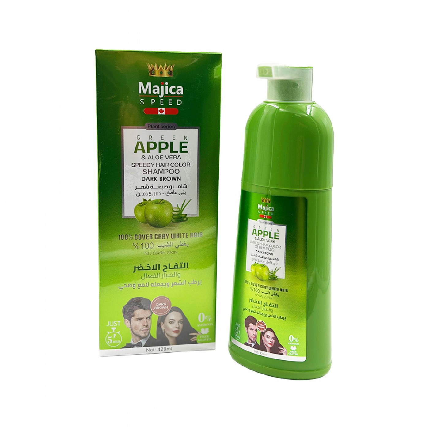 MAJICA GREEN APPLE HAIR COLOR SHAMPOO Dark Brown 420ML