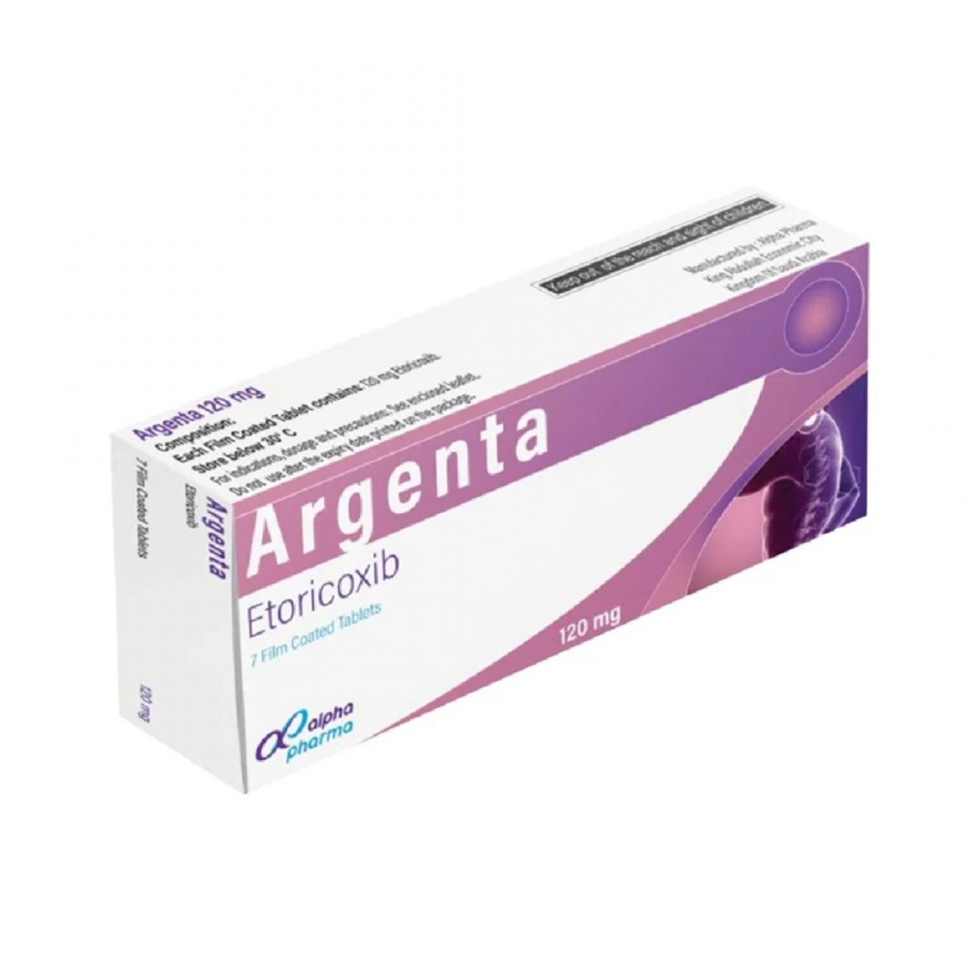 Argenta 120 mg analgesic and anti inflammatory 7 Tablets
