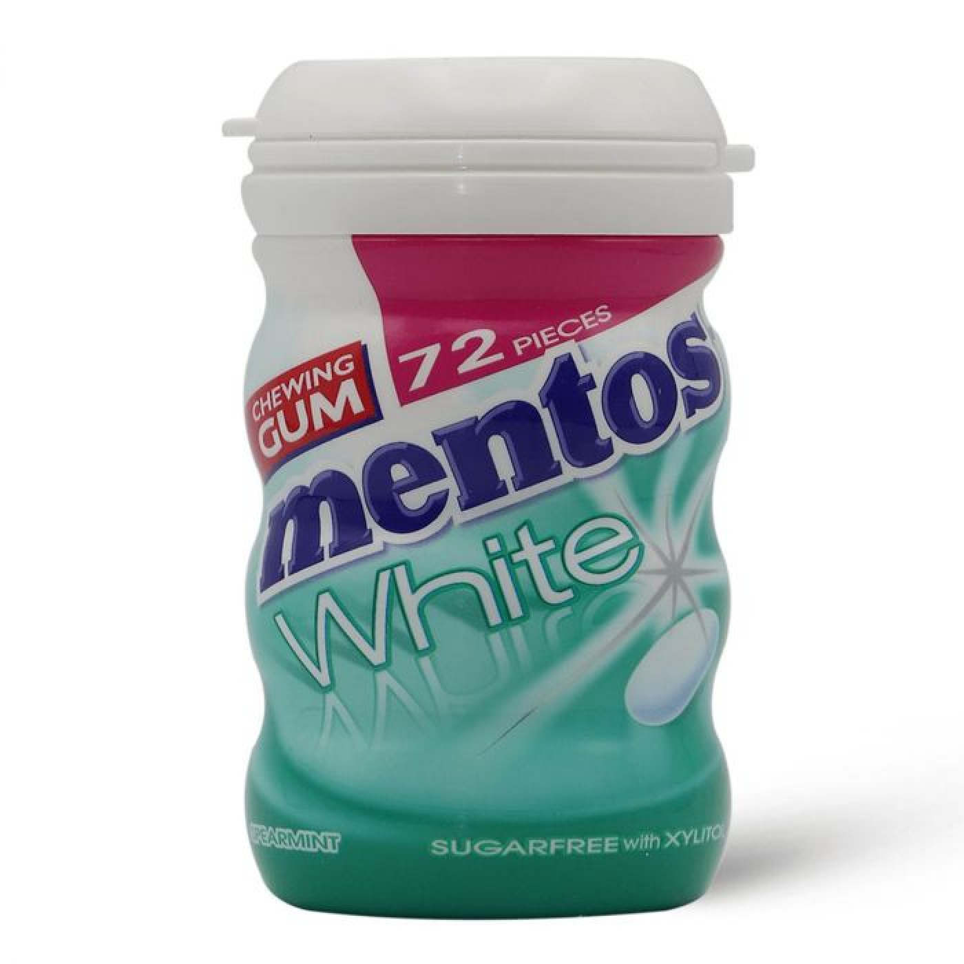 Mentos White Gum Spearmint Sugar-Free Bottle 72Pieces