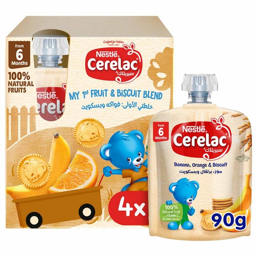 CERELAC PURE BANANA ORANGE & BISCUIT 90GM
