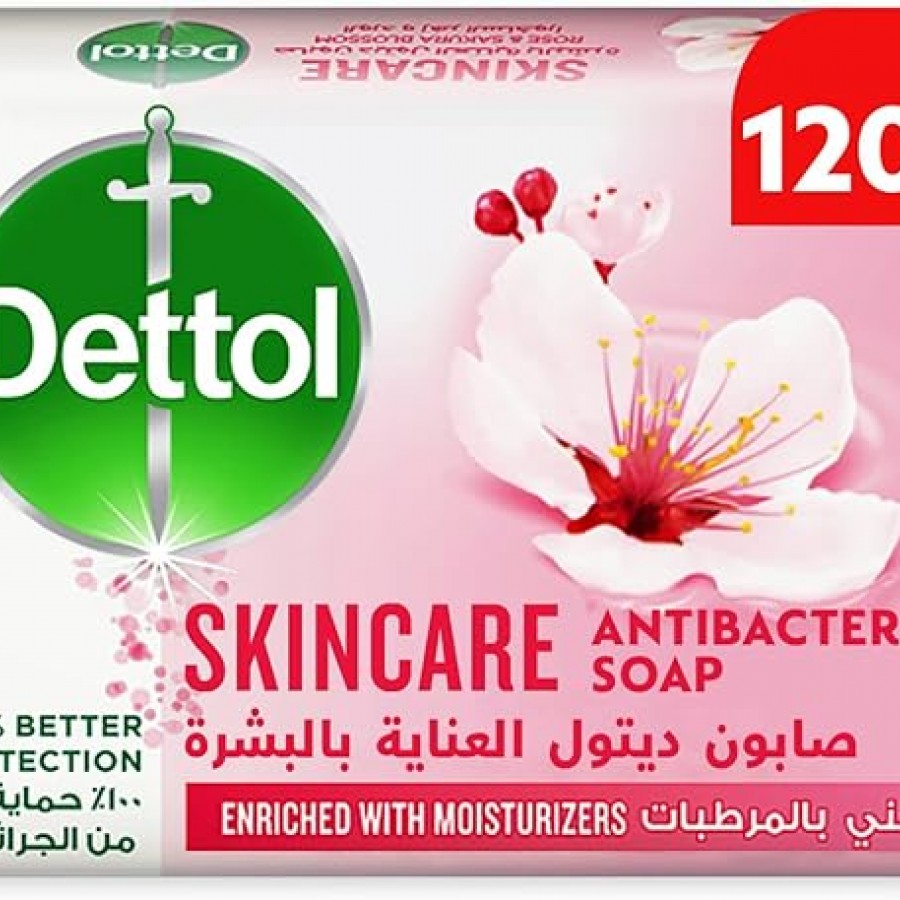 Dettol Skincare Anti-Bacterial Bathing Soap Bar Rose & Sakura Blossom 120g