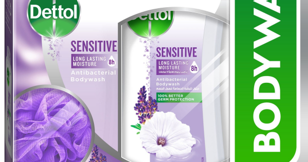 Dettol Sensitive Anti-Bacterial Body Wash with Puff 250ml