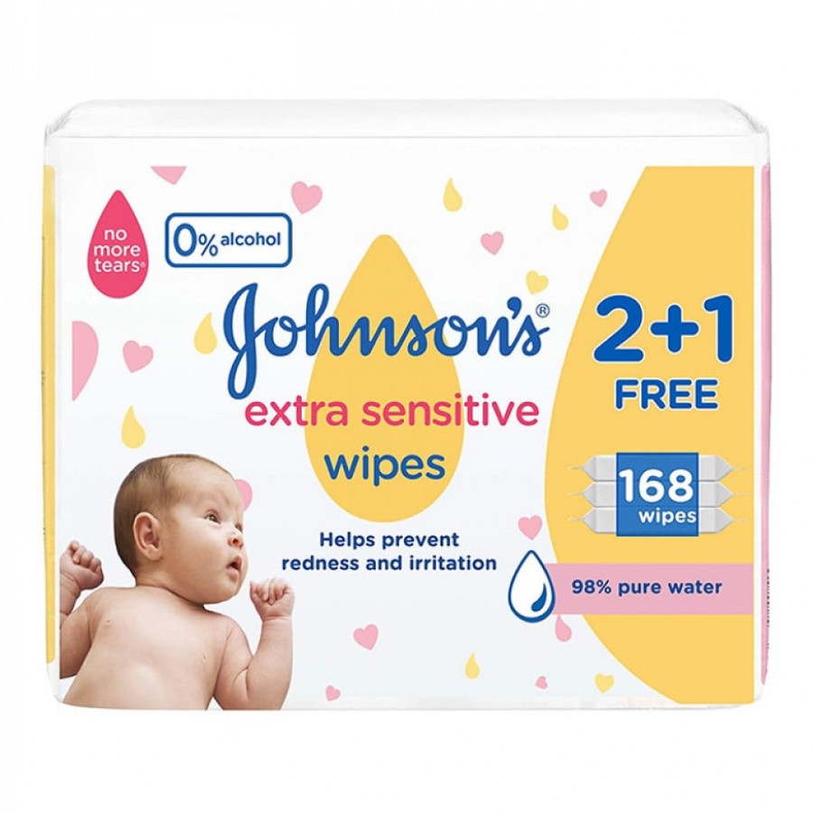 JOHNSON’S Baby Wipes Extra Sensitive 2+1- 56 wipes