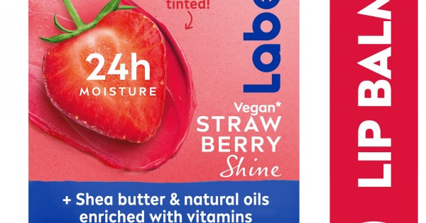 Labello Lip Balm, Moisturizing Lip Care, Strawberry Shine, 4.8g