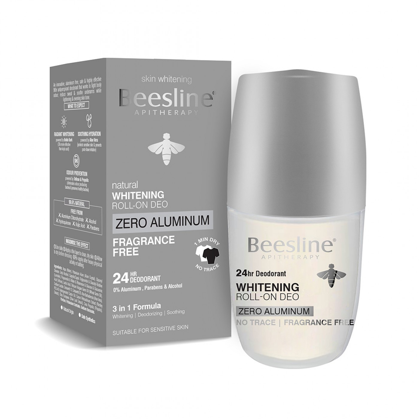 Beesline Whitening Roll-On Deo Zero Alumnium Fragrance Free 70 ml