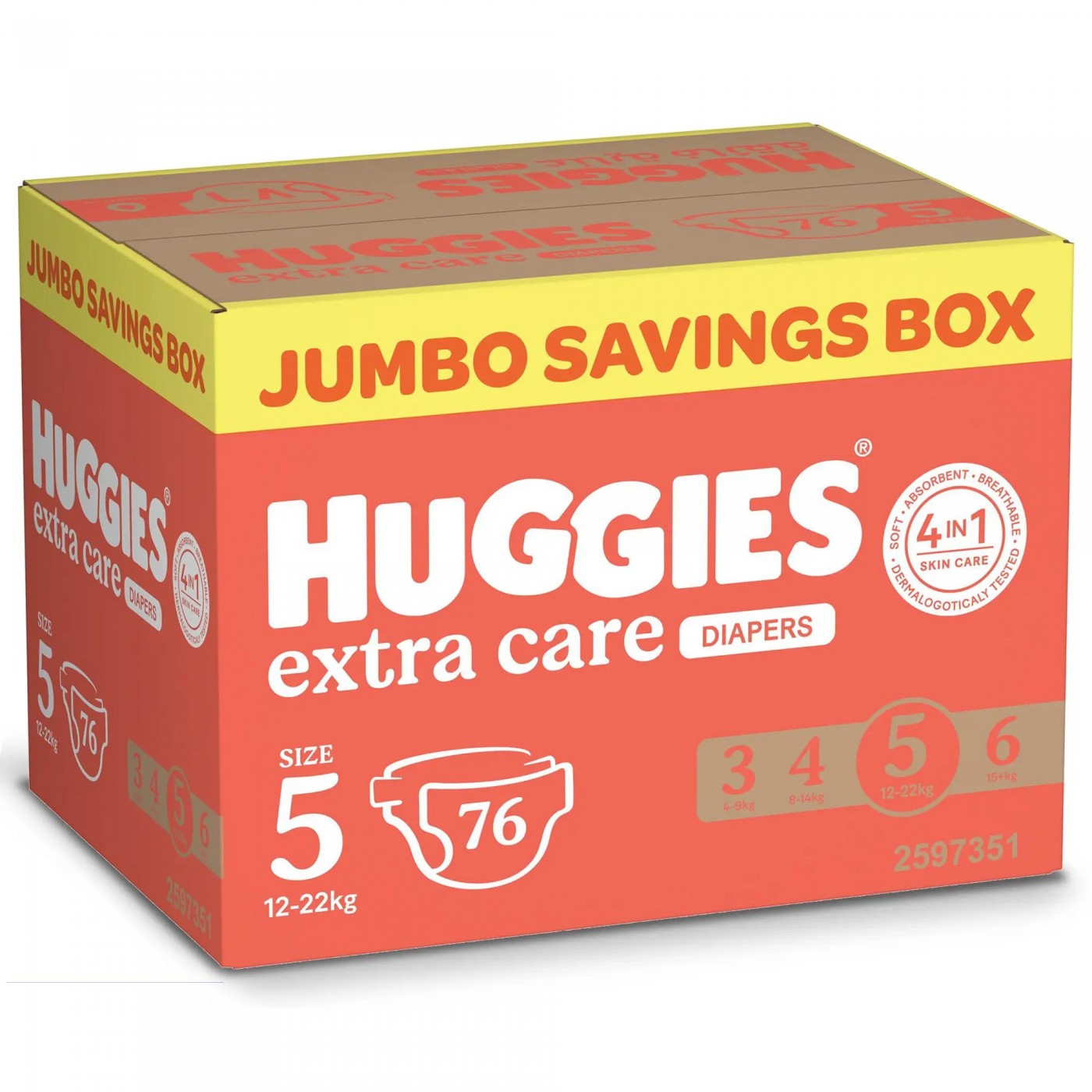 Huggies Baby Diapers Extra Care Jumbo Box - 76 Pcs