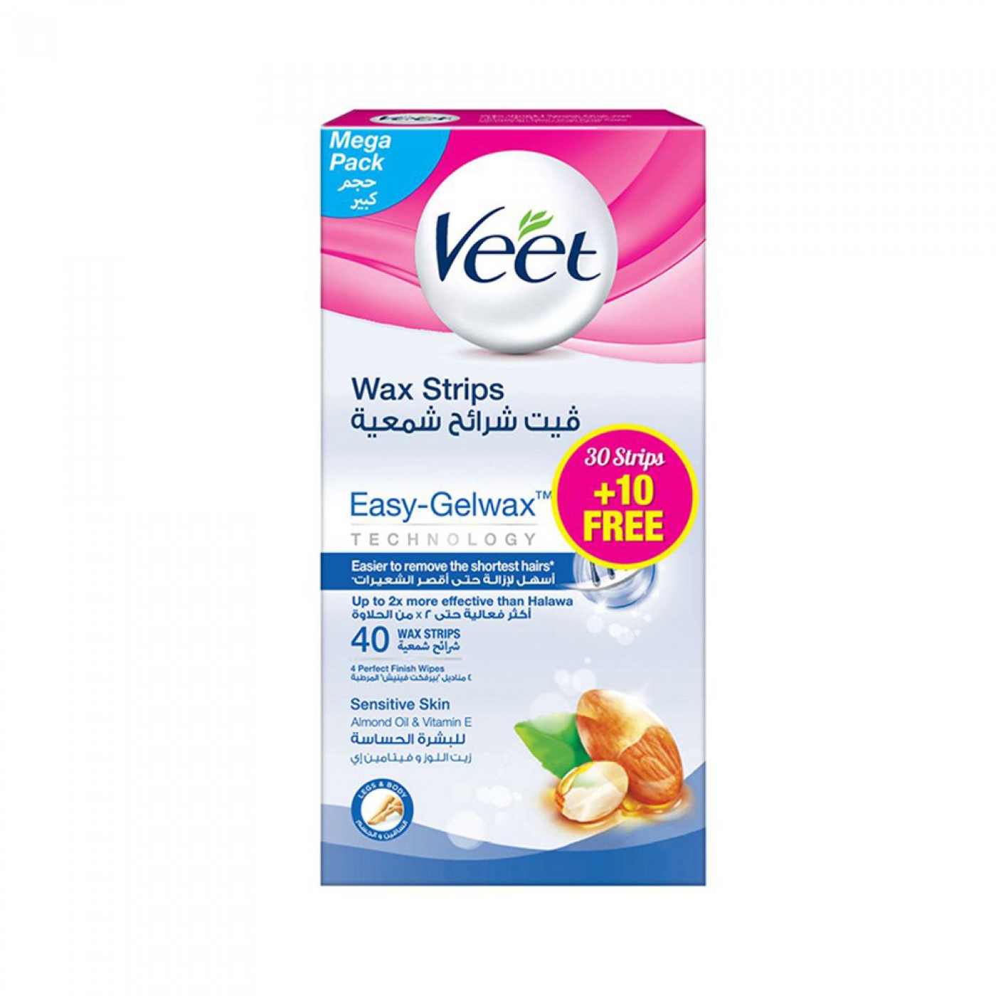 Veet Wax Strips For Sensitive Skin 30+10 pcs