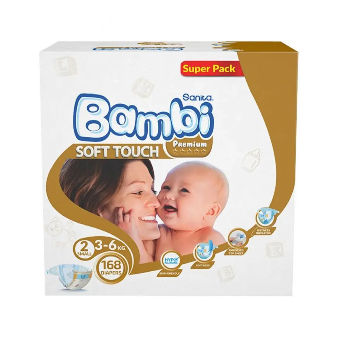 Bambi Baby Diaper Box size 2 Small - 168's
